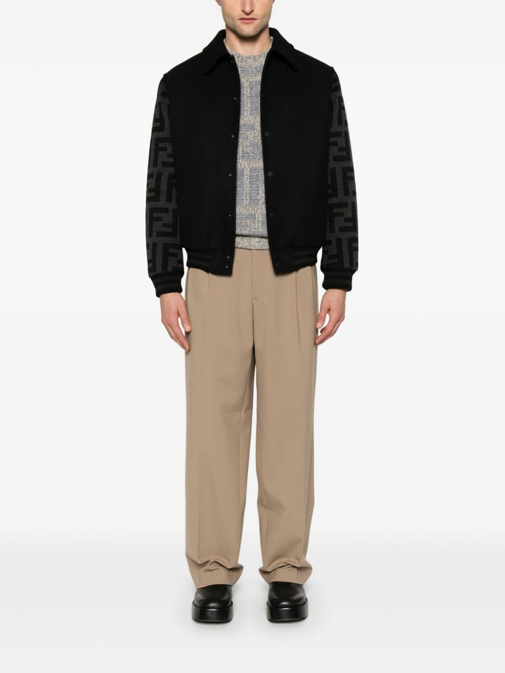 FENDI Black FF-Print Bomber Jacket Fendi