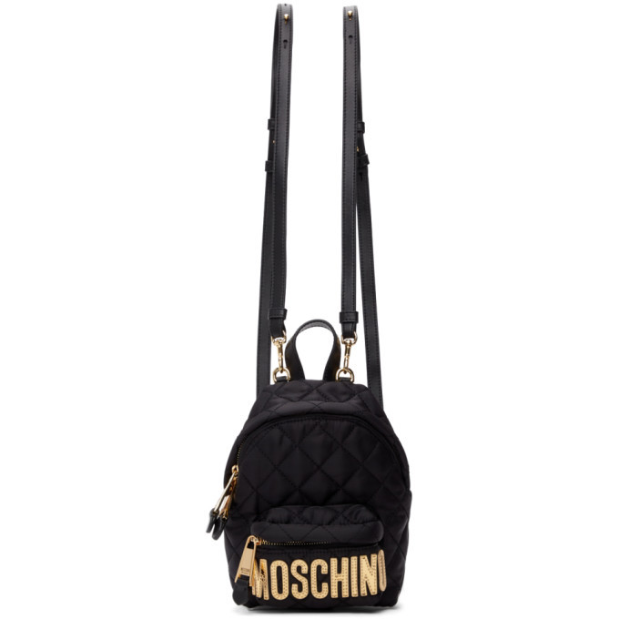 Moschino Black Quilted Logo Backpack Moschino