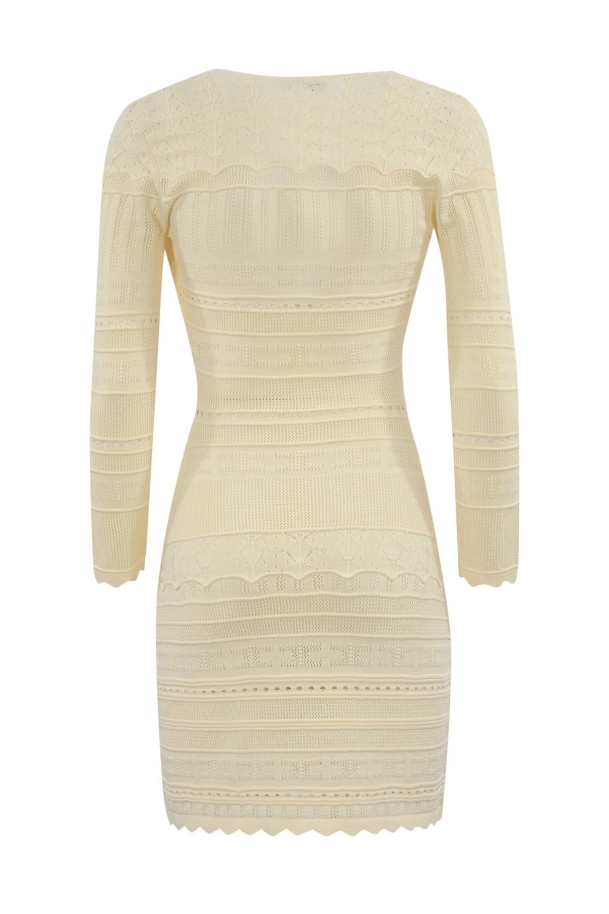 Elisabetta Franchi Short Dress In Perforated Viscose With Jewel Flower ...