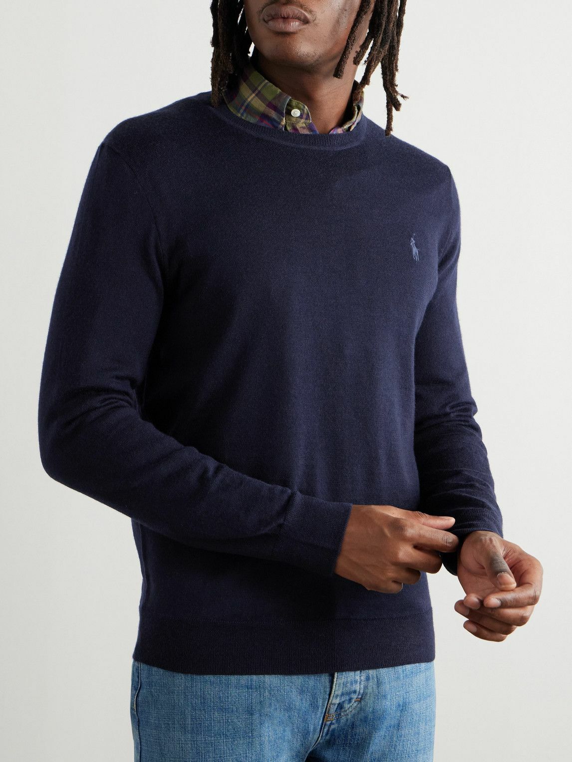 Polo Ralph Lauren - Logo-Embroidered Wool Sweater - Blue Polo Ralph Lauren