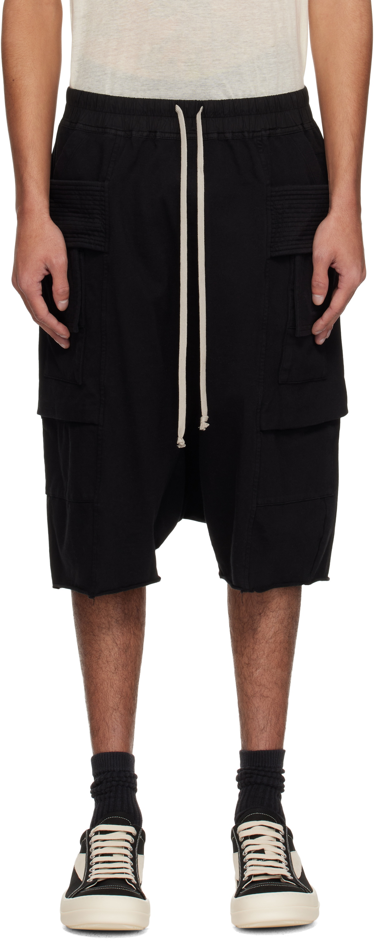 Rick Owens DRKSHDW Black Hollywood Creatch Drawstring Cargo Shorts Rick ...