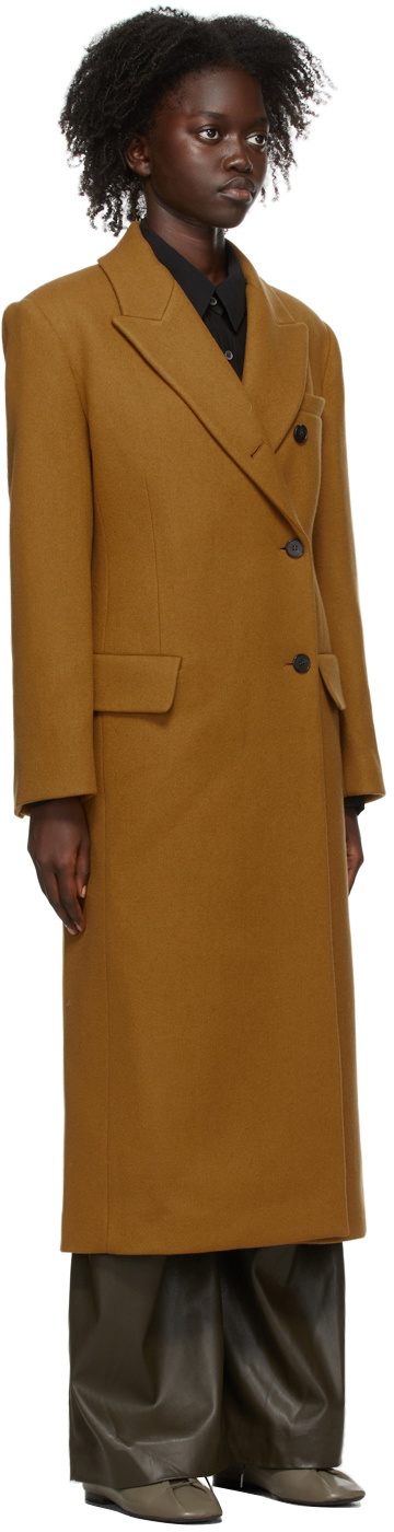 DRAE Tan Wool Side Button Coat DRAE
