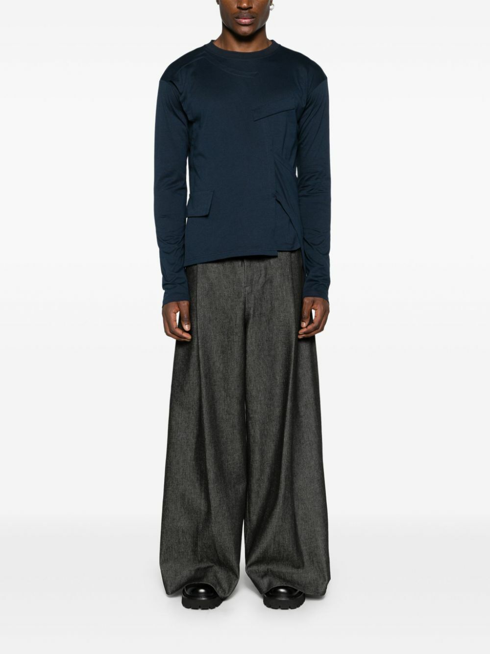 MLGA Blue Asymmetric Cotton T-Shirt MLGA