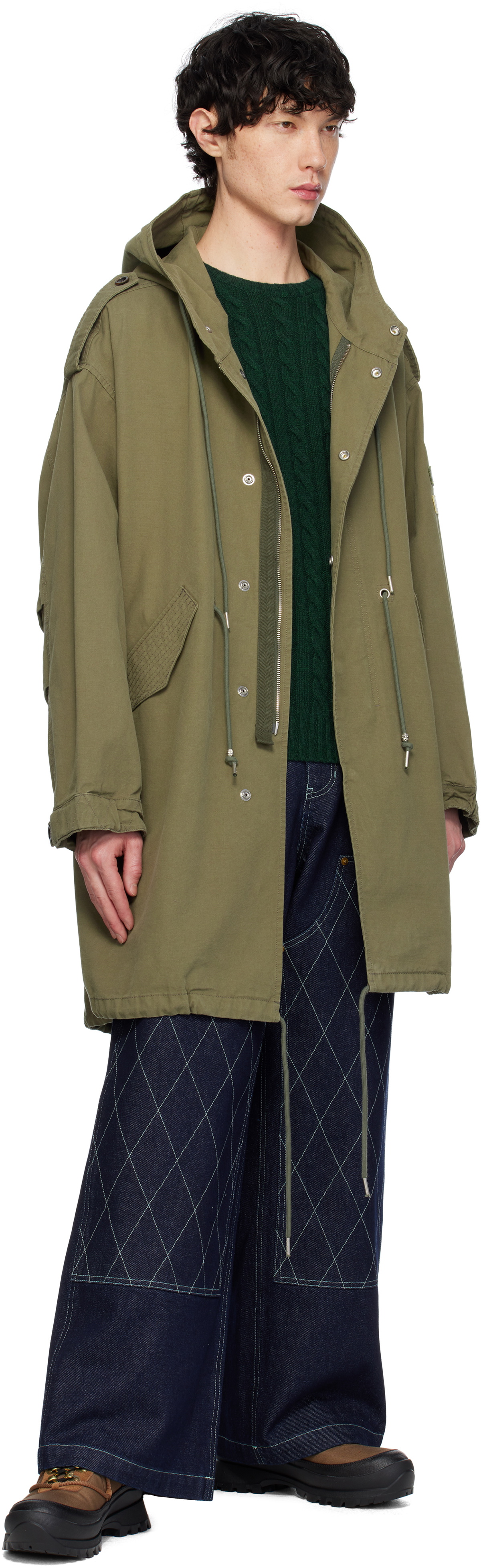 AFTER PRAY Khaki Safari Hooded Fishtail Coat AFTER PRAY