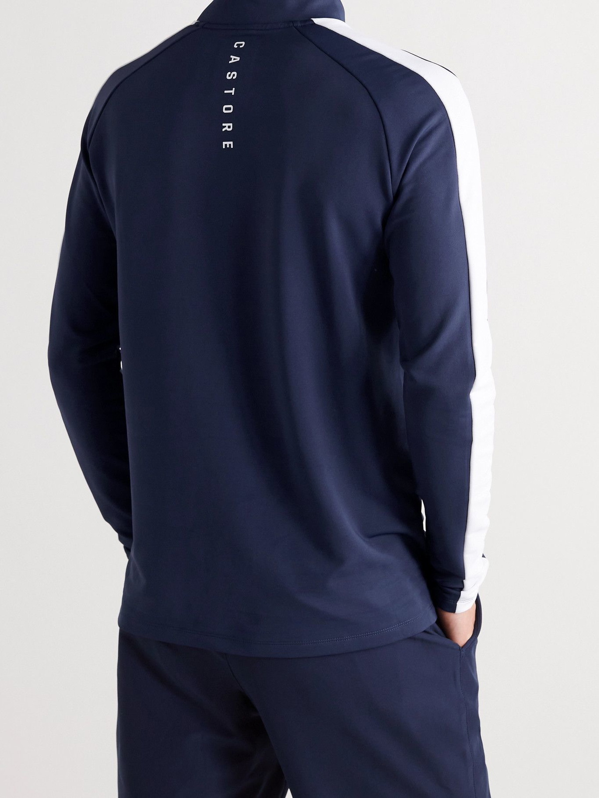 CASTORE - Logo-Print Striped Stretch-Jersey Half-Zip Golf Top - Blue ...