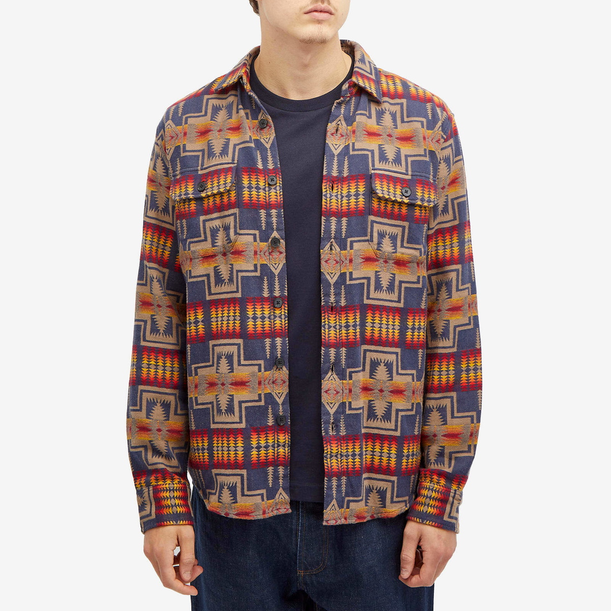 Pendleton Men's Jacquard Explorer Shirt in Harding Navy Pendleton