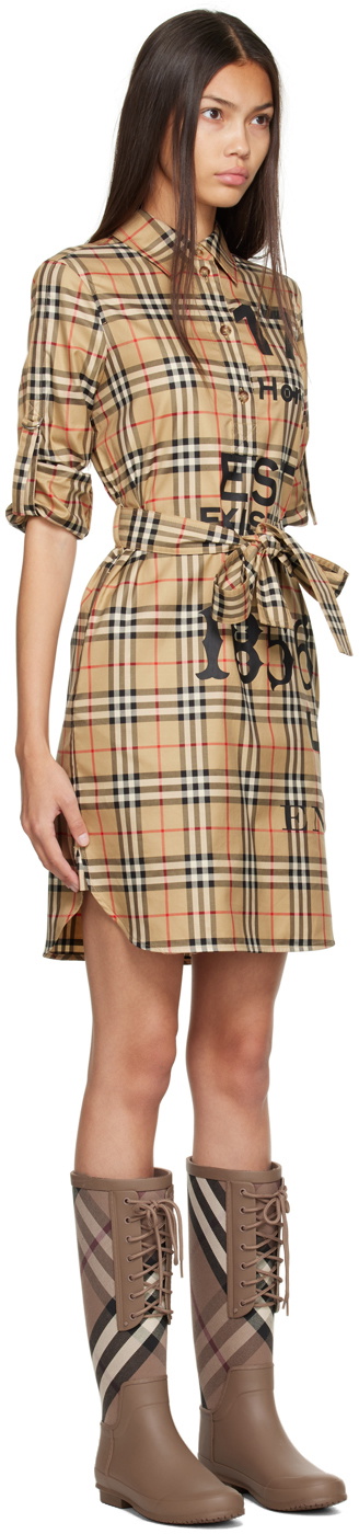 Burberry Beige Check Midi Dress Burberry