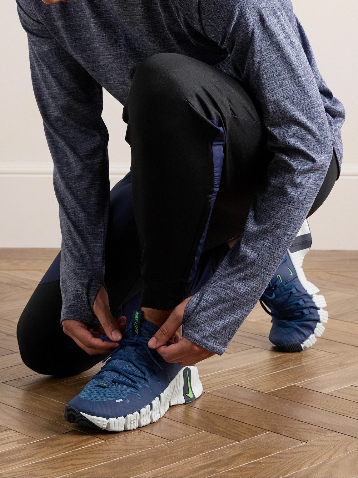 Nike Training - Free Metcon 5 Rubber-Trimmed Mesh Sneakers - Blue Nike ...