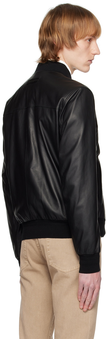 ZEGNA Black Zip Leather Jacket Zegna