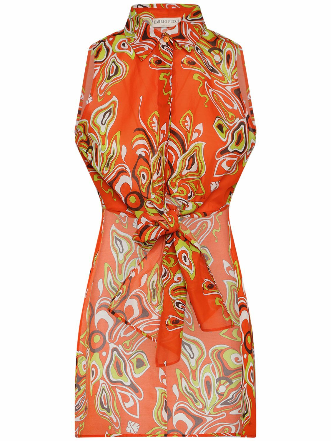 EMILIO PUCCI Printed Cotton Blend Cropped Shirt Emilio Pucci