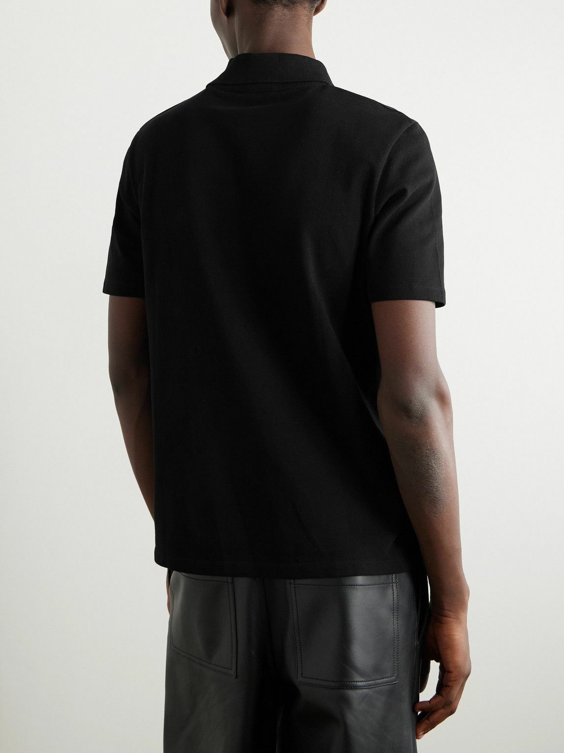 Balmain - Logo-Embroidered Cotton-Piqué Half-Zip Polo Shirt - Black Balmain