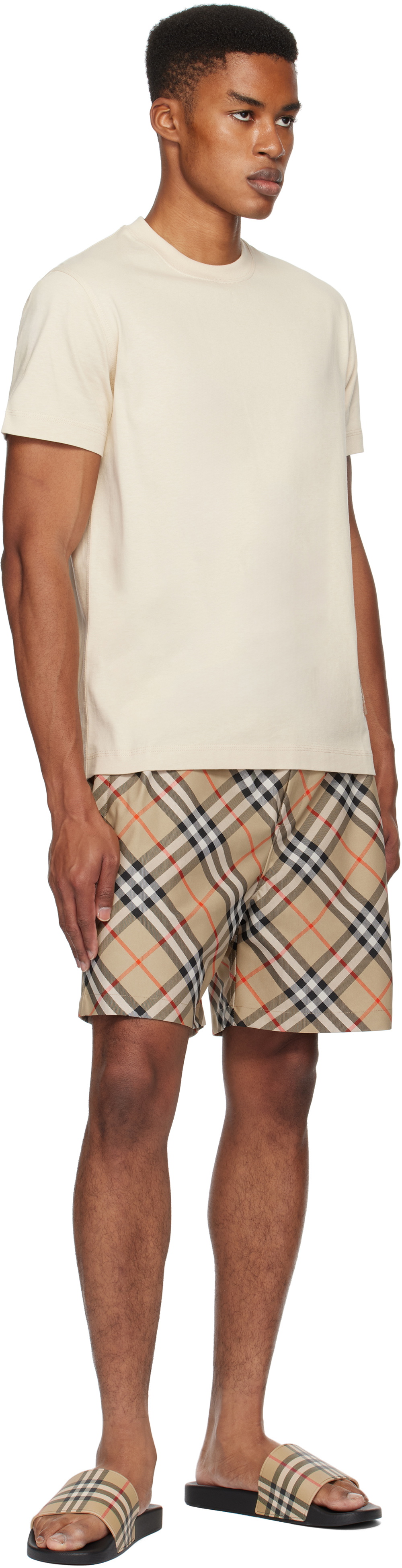 Burberry Beige Check Pool Slides Burberry