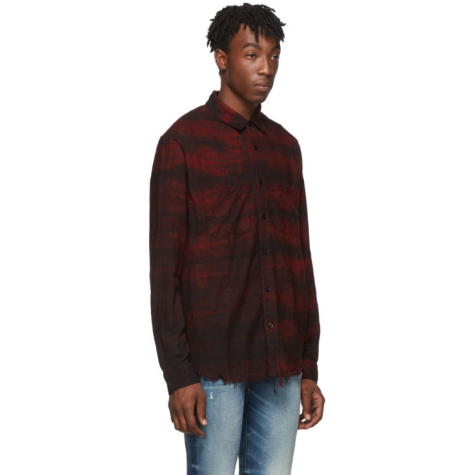 Amiri Red Bleached Flannel Shirt Amiri