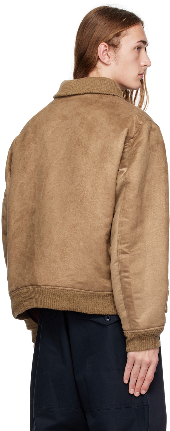 Engineered Garments Beige Faux-Suede Bomber Jacket Engineered Garments