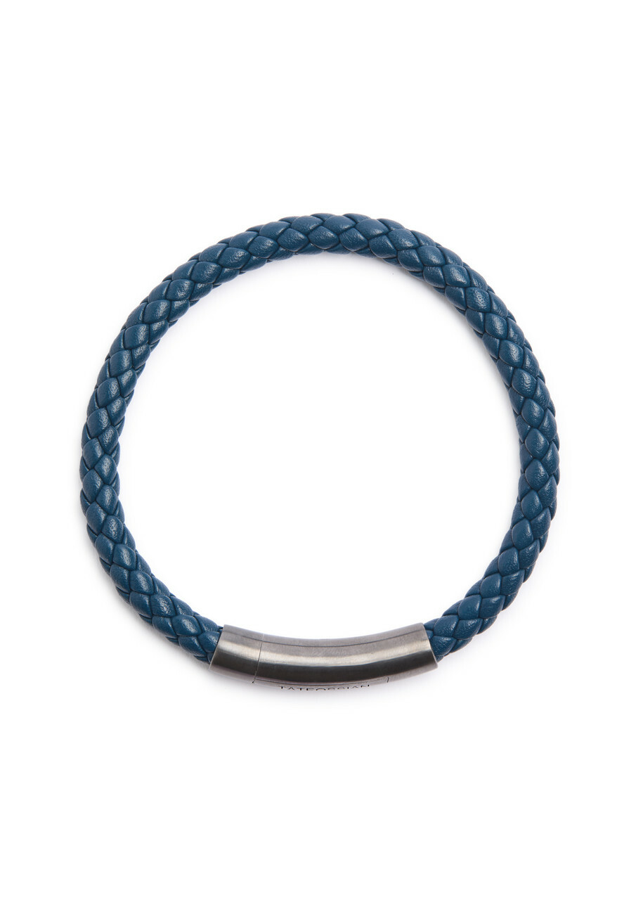 Tateossian Charles Woven Leather Bracelet Blue TATEOSSIAN
