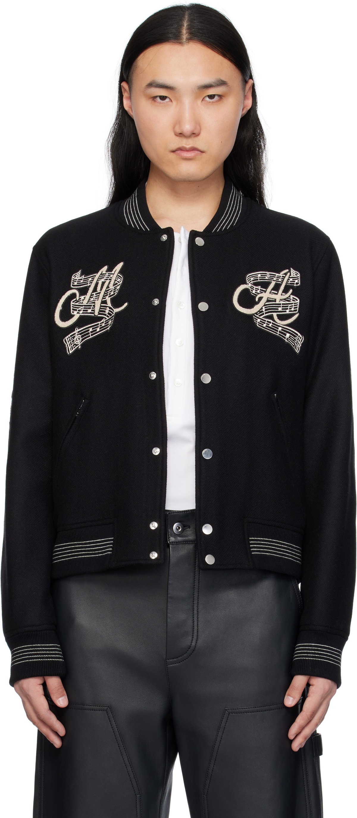 AMIRI Black 'Hollywood Music Club' Bomber Jacket Amiri