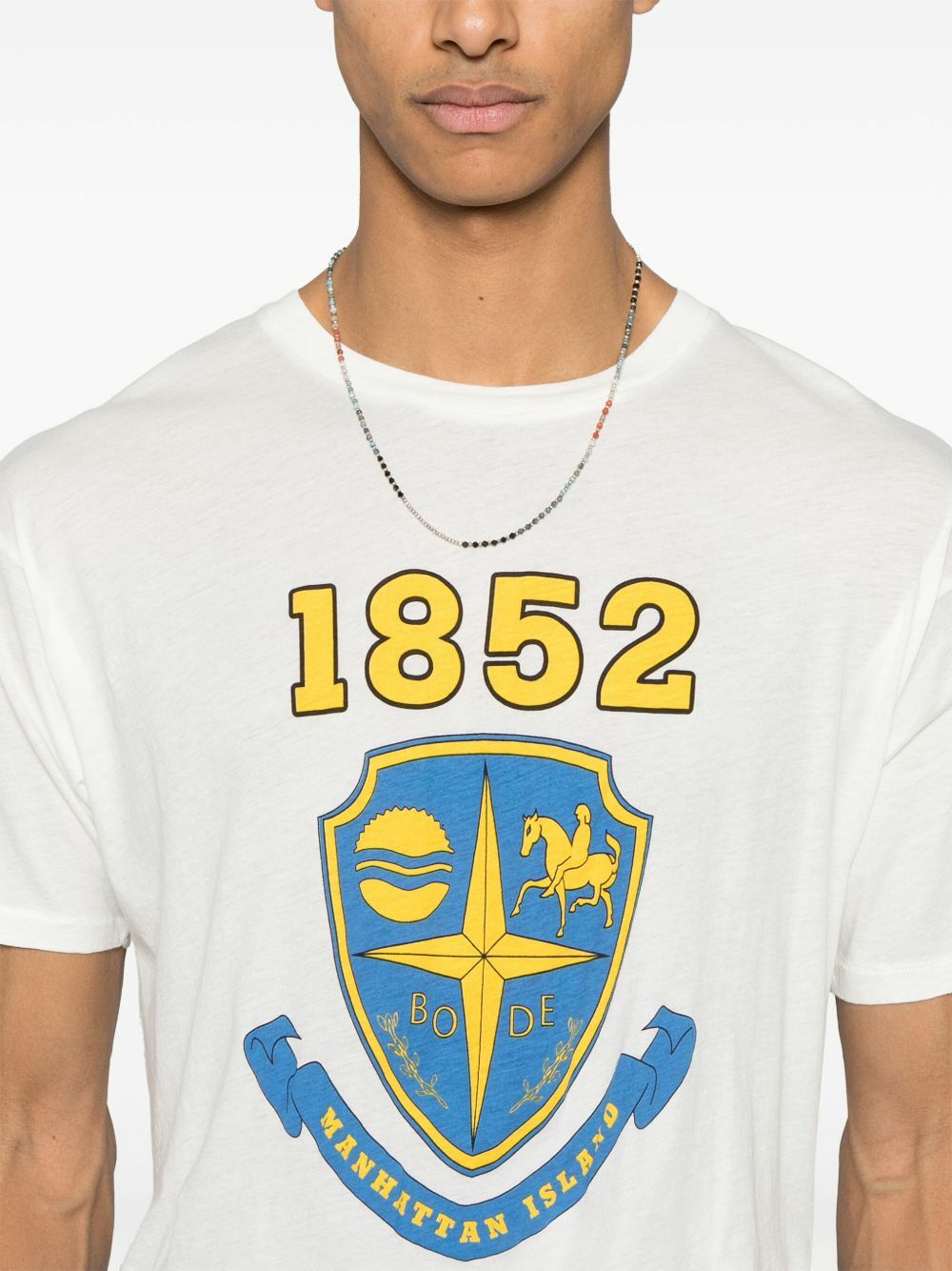 BODE White Cotton Crest-Print T-Shirt Bode