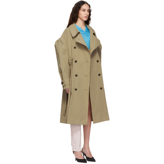 Pushbutton Beige Twill Trench Coat Pushbutton