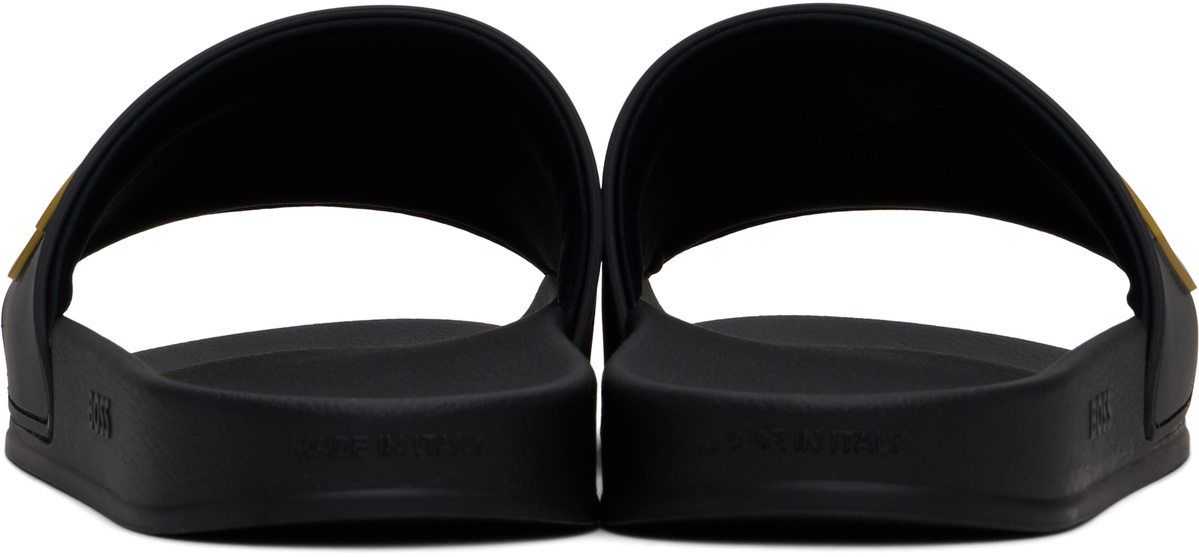 BOSS Black & Gold Raised Logo Pool Slides BOSS