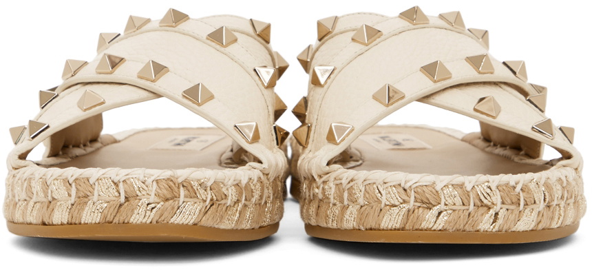 Valentino Garavani Off-White Rockstud Slide Sandals Valentino Garavani