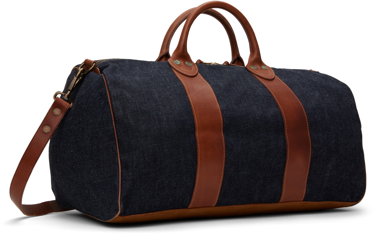 RRL Indigo Leather-Trim Duffle Bag RRL