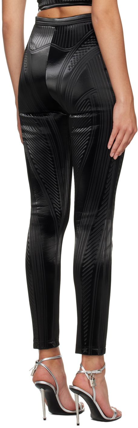 Mugler Black Embossed Leggings Mugler