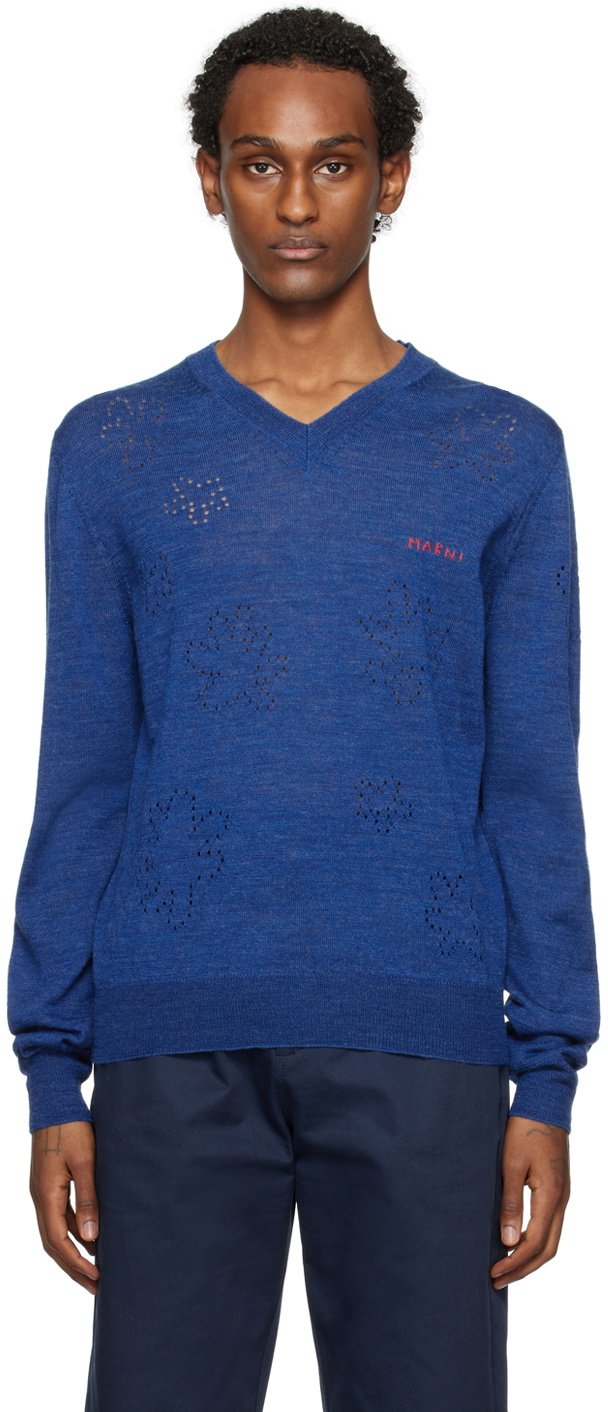 Marni Blue V-Neck Sweater Marni