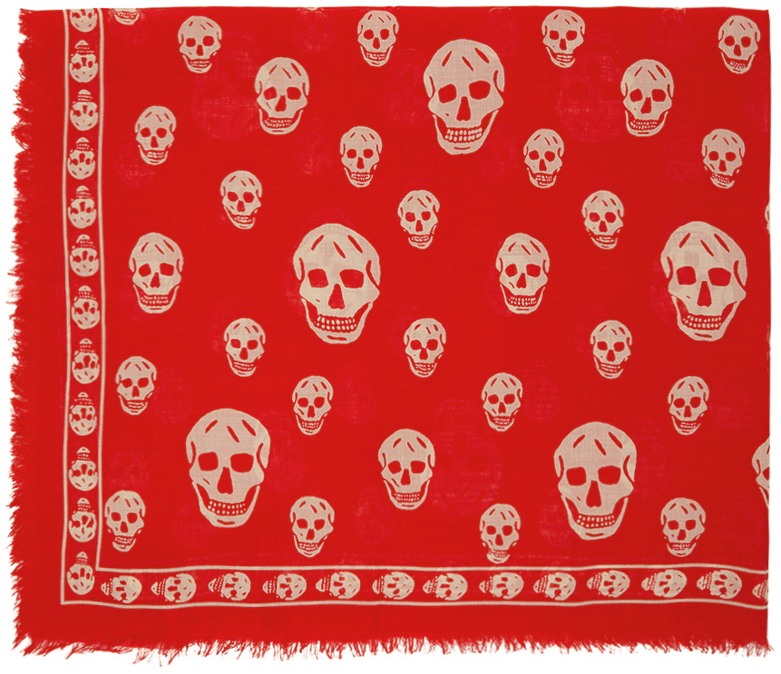 Alexander McQueen Red Skull Scarf Alexander McQueen