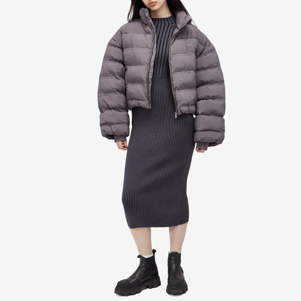 Daily Paper Women's Sela Puffer Jacket in Rabbit Grey Daily Paper