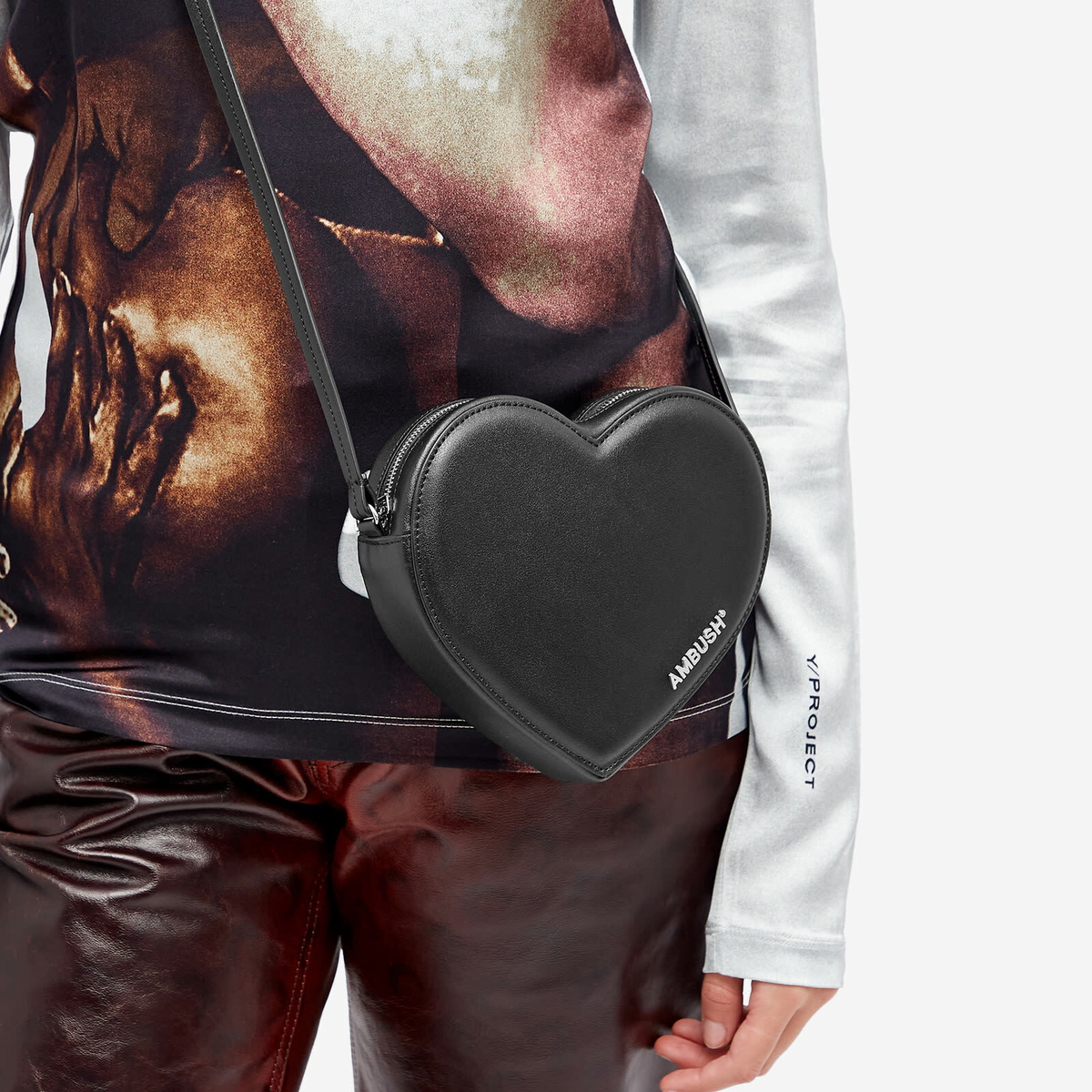 Ambush Women's Flat Heart Crossbody Bag in Black Ambush