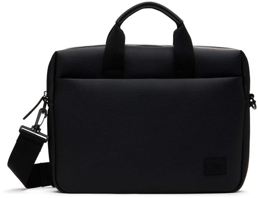 Hugo Black Grained Faux-Leather Briefcase Hugo Boss
