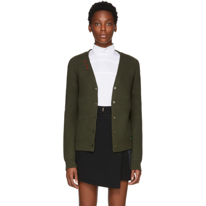Carven Green Contrast Stitch Cardigan Carven