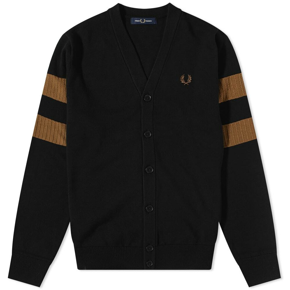 Fred Perry Authentic Men's Tipped Sleeve Cardigan in Black Fred Perry ...