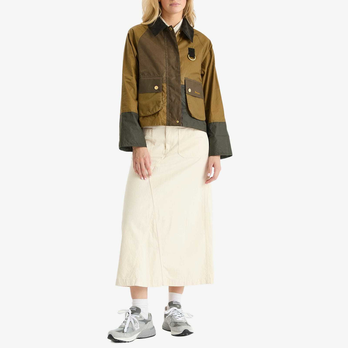 Barbour Women's Alma Wax Jacket in Sand/Archive Olive Barbour