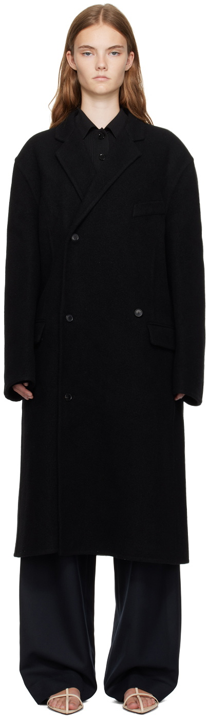 Recto Black Handmade Wool Coat Recto