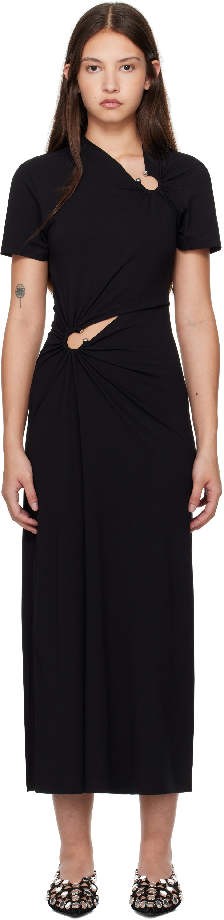 Rabanne Black Long Piercing Maxi Dress Paco Rabanne