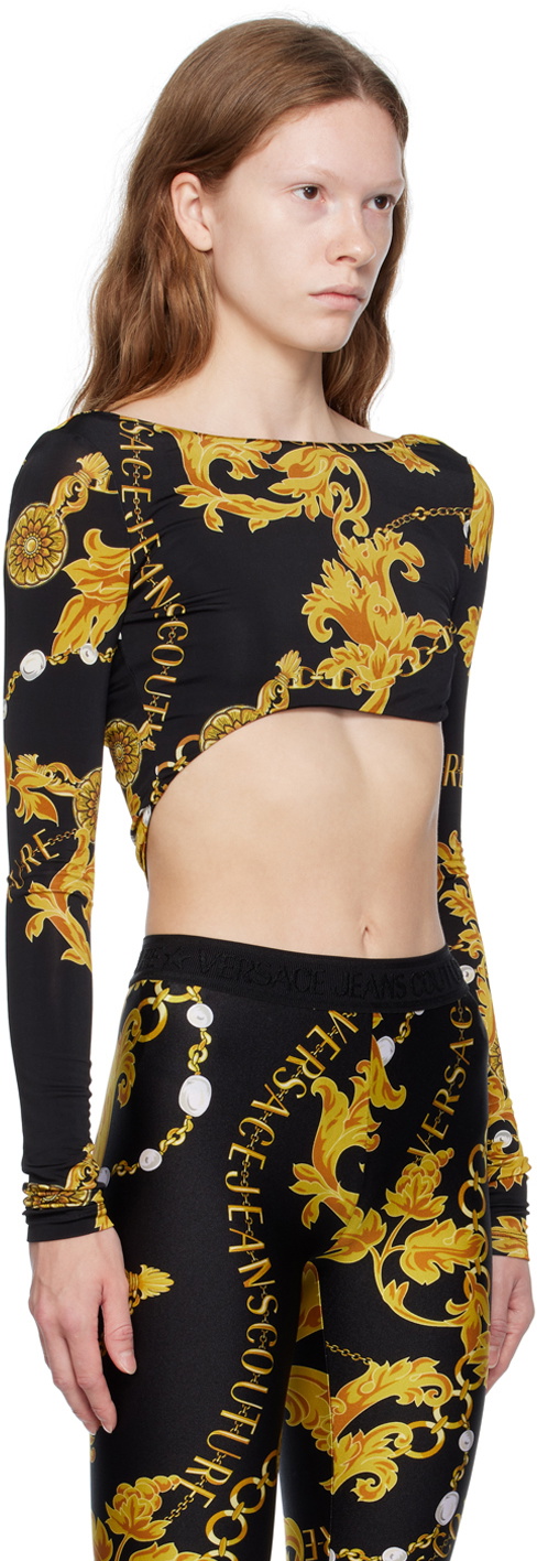 Versace Jeans Couture Black Chain Couture Bodysuit Versace