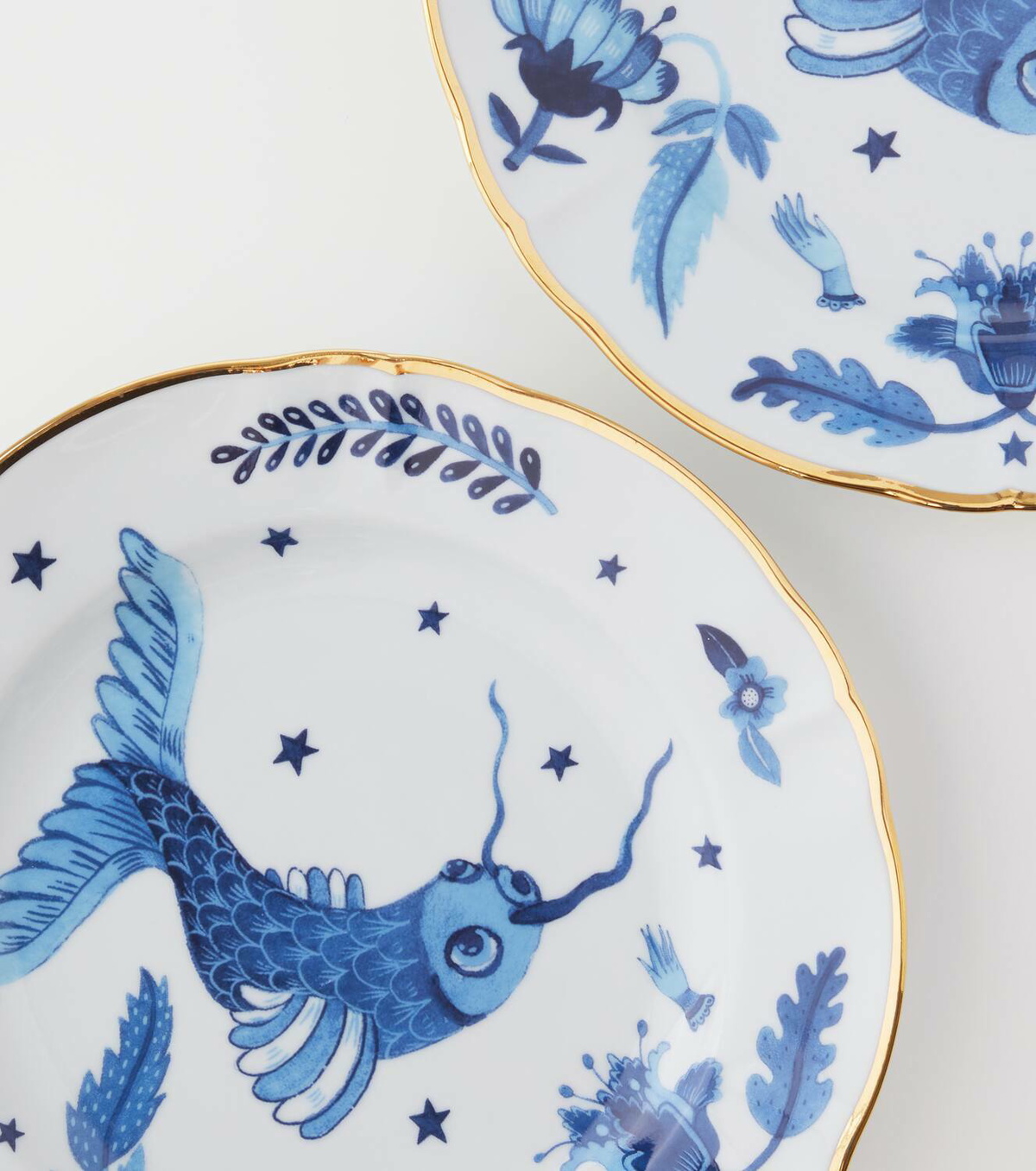 Bitossi Marino Blue Fish set of 4 dessert plates Bitossi Ceramiche