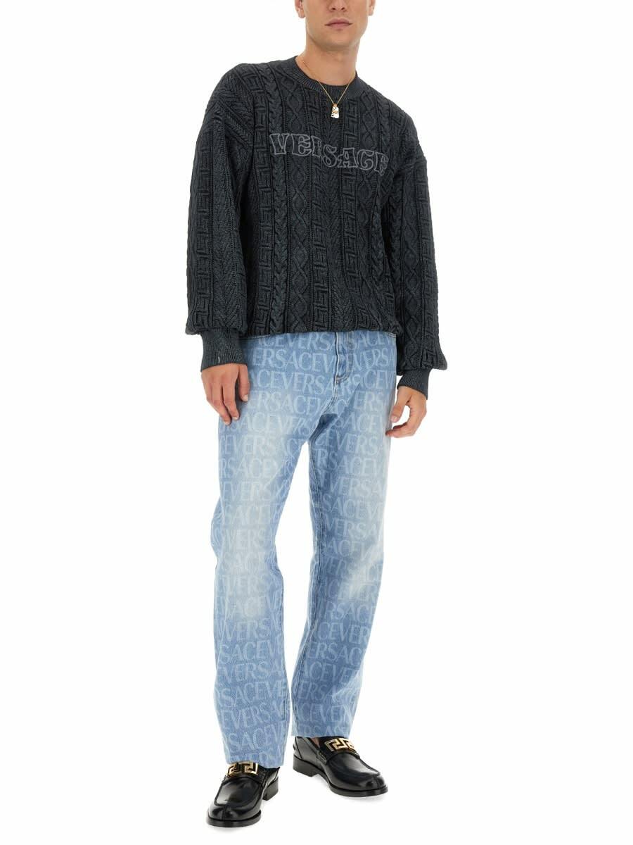 Versace Knit With Greek Braid Work Versace