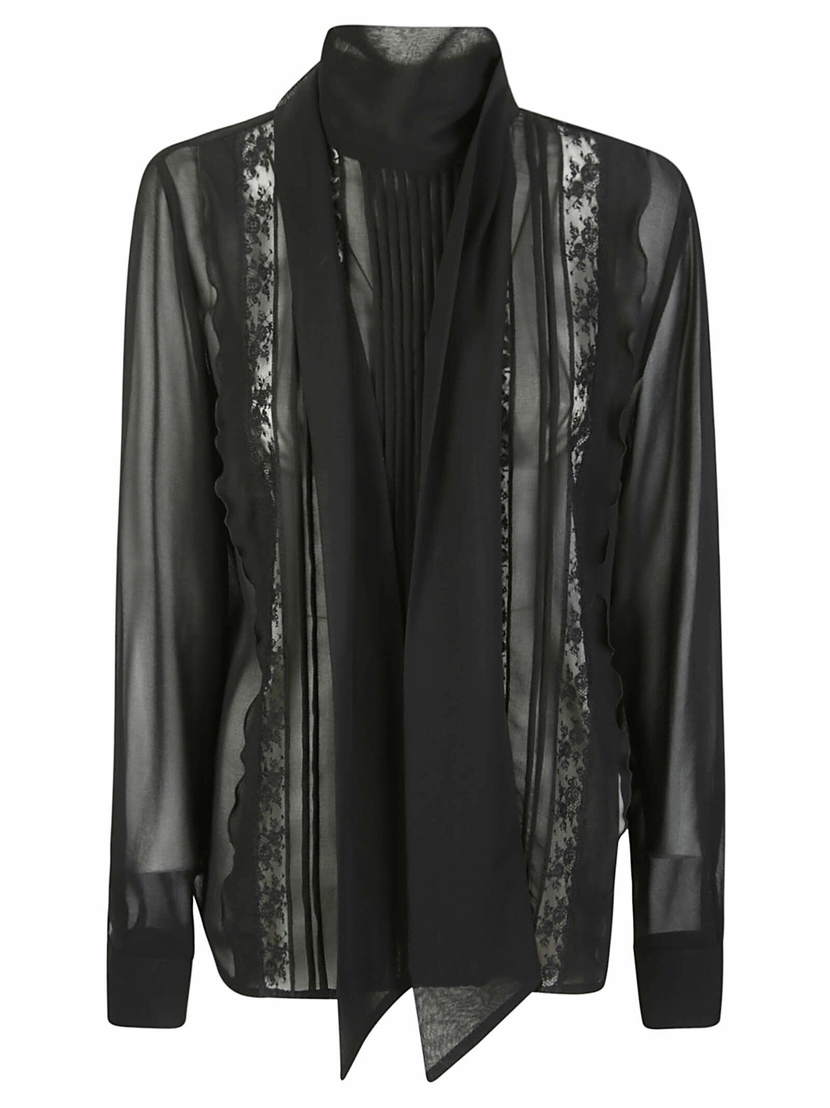 Parosh Black Shirt With Embroidery And Transparency Parosh