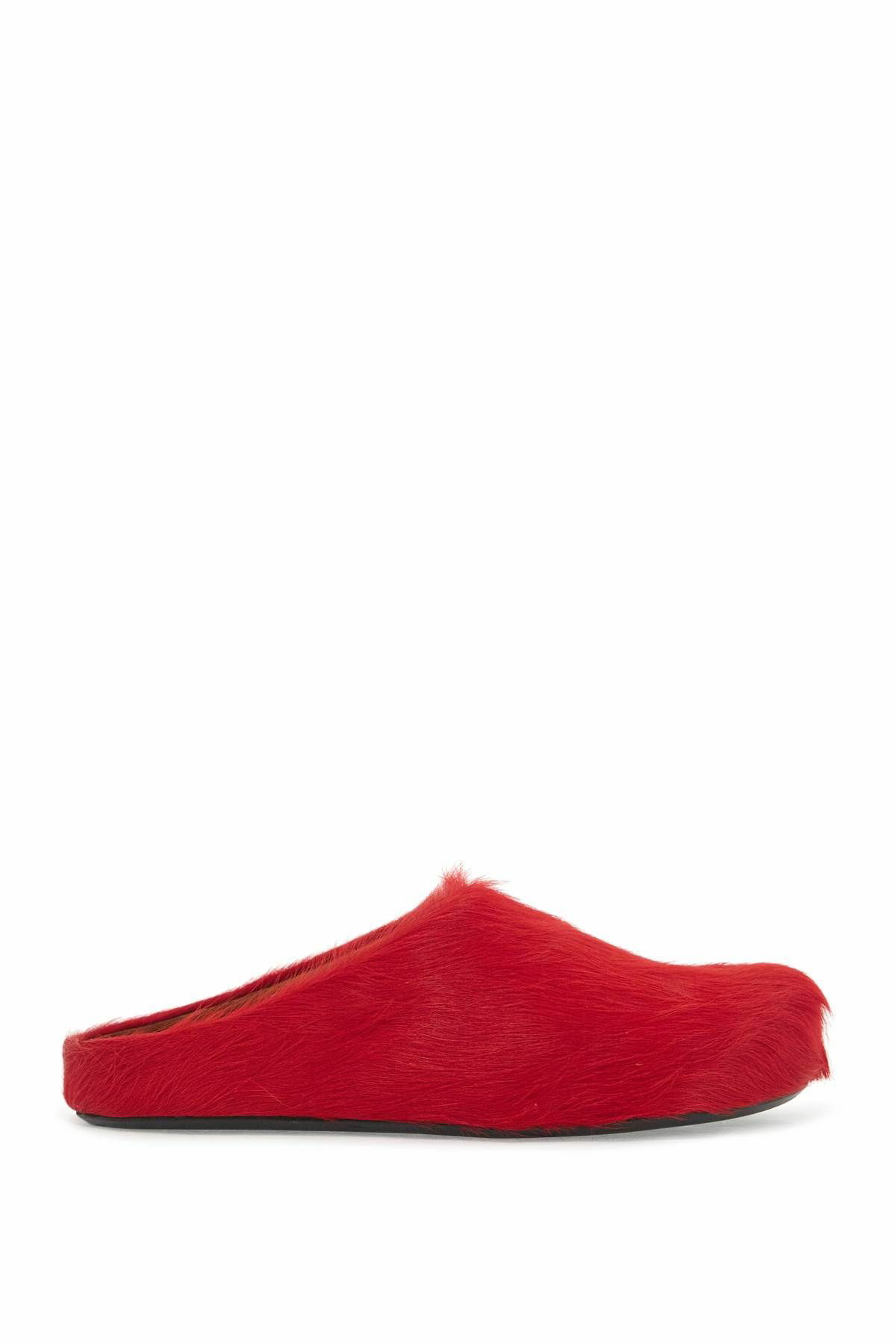 MARNI 'long-haired fur-lined clog Red Marni