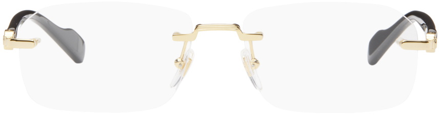 Gucci Gold & Black Rimless Rectangle Glasses Gucci