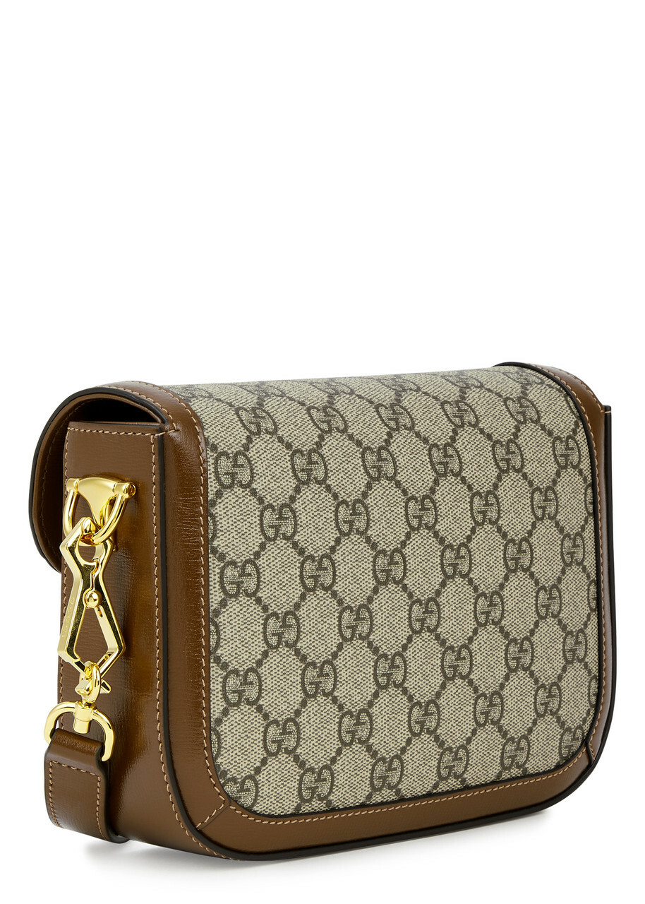 Gucci Horsebit 1955 Mini Monogrammed Saddle Bag, Saddle Bag, Beige ...