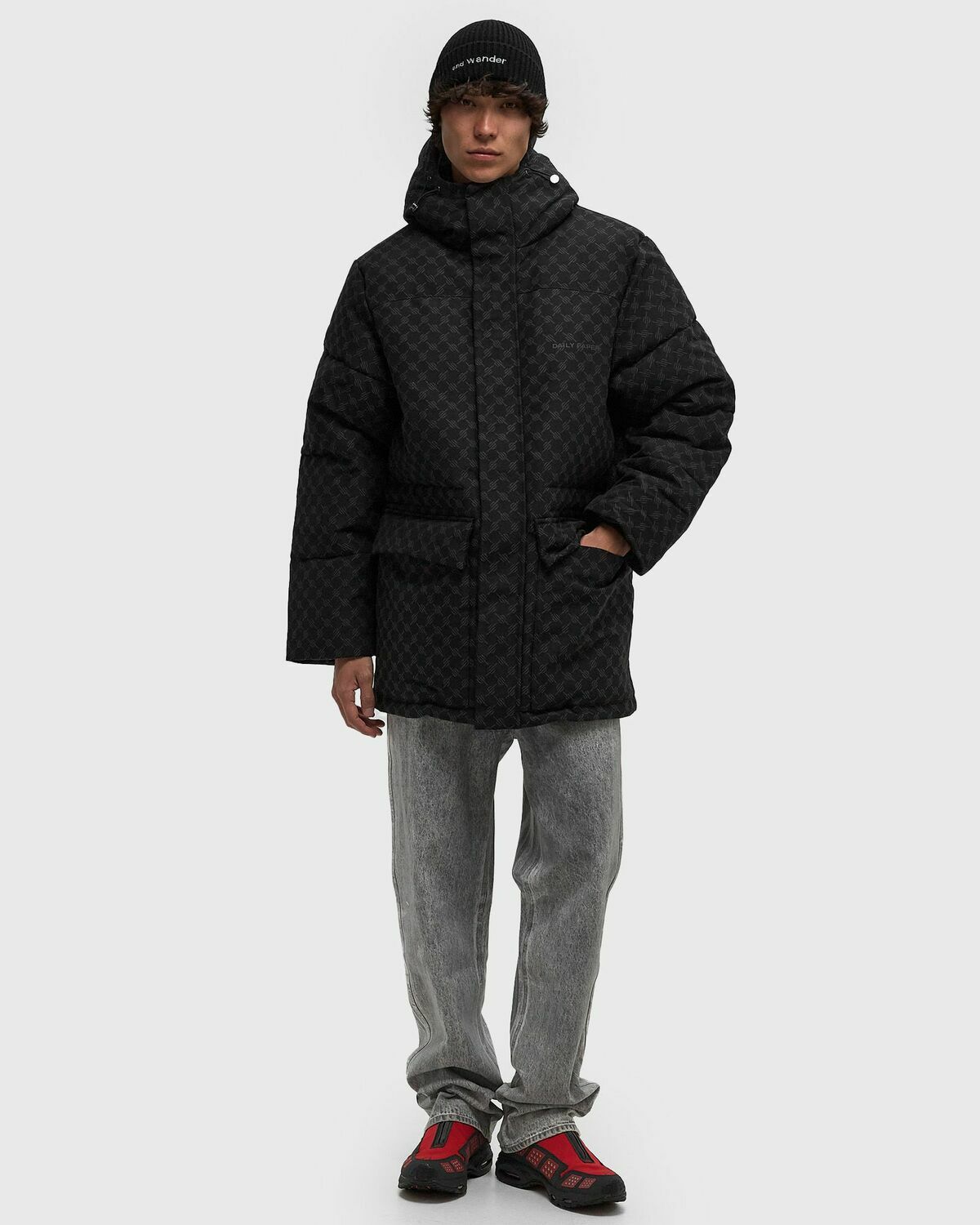 Daily Paper OBA COTTON MONOGRAM PUFFER Black Mens Down & Puffer Jacket ...