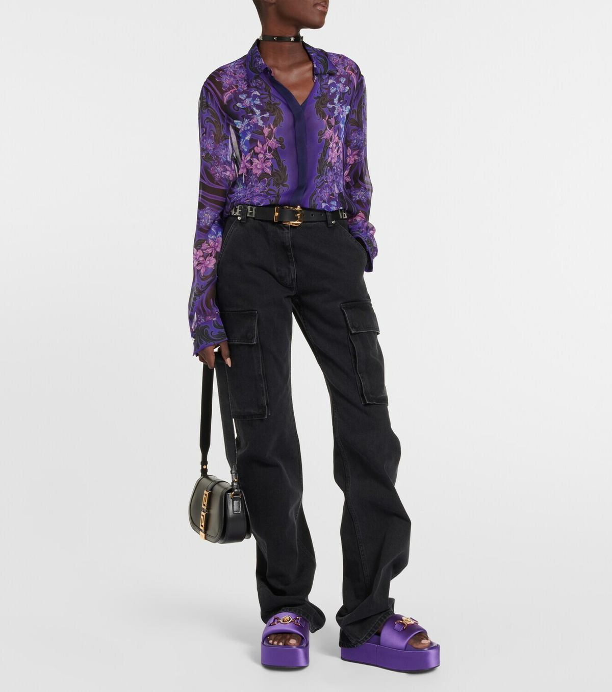 Versace - Medusa Biggie satin platform slides Versace