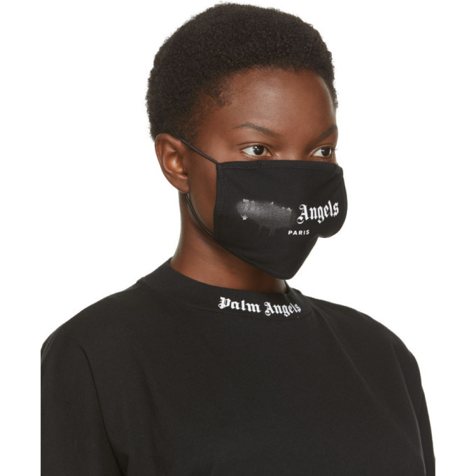 Palm Angels Black and White Spray Logo Mask Palm Angels