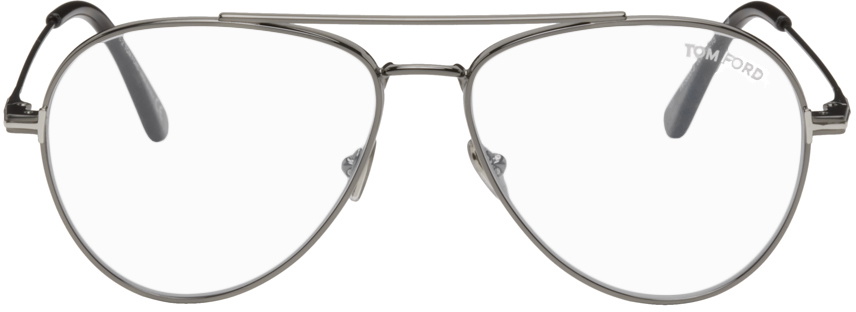 TOM FORD Gunmetal Aviator Blue-Block Glasses TOM FORD