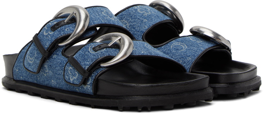Marine Serre Blue Denim Monogram Sandals Marine Serre
