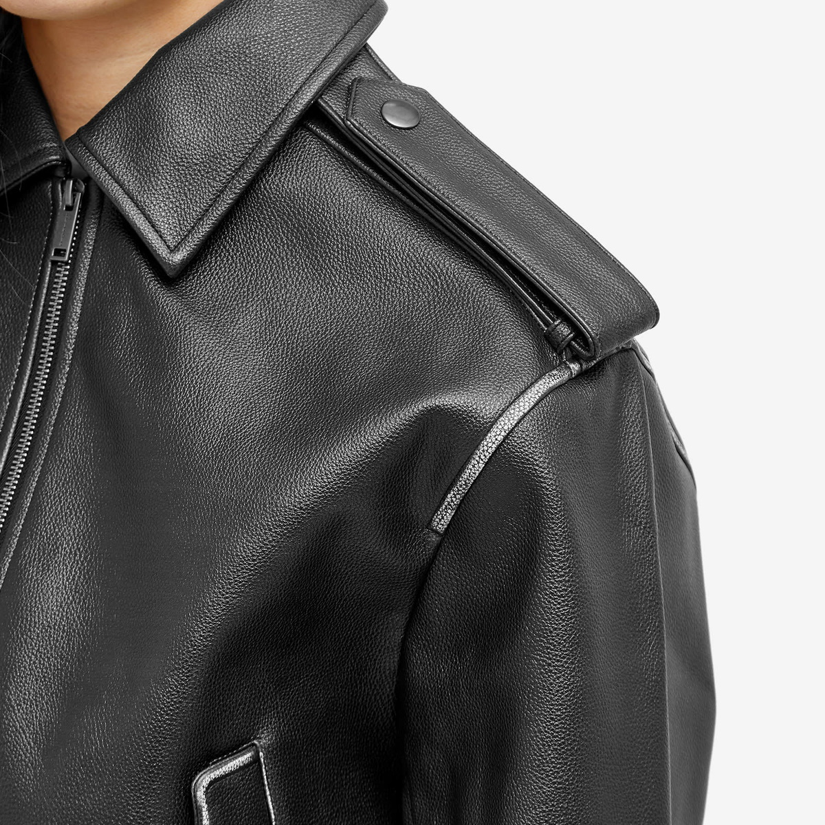 Axel Arigato Women's Leighton Faux Leather Bomber Jacket in Off Black ...