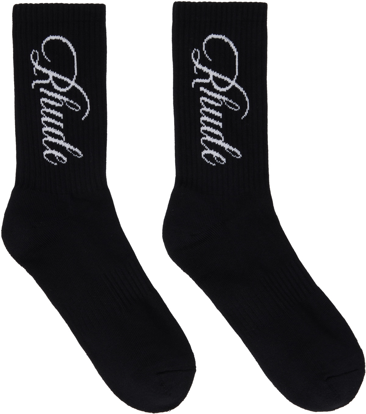 Rhude Black 'Rhude' Vertical Script Socks Rhude